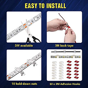 Lrimauix RV Awning Lights, 12V 16.4FT White RV Camping Awning Lights, Motorhome Travel Trailer Canopy Led Lights, Waterproof RV Exterior Awning Strip Lights, RV Outdoor Lights