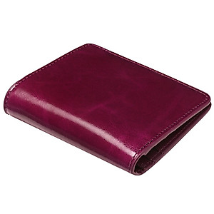 Itslife Women's Rfid Blocking Small Compact Bifold Leather Pocket Wallet Ladies Mini Purse with id Window (Waxed Fuchsia)