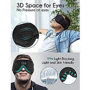 Sleep Headphones, LC-dolida Bluetooth Sleep Mask 3D Wireless Music Sleeping Eye Mask Sleeping Headphones for Side Sleepers Sleep Mask with Bluetooth Headphones Thin Stereo Speakers Gifts for Men Women