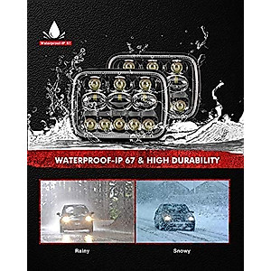 Torchbeam 7x6 5x7 Led Headlights 300% Brighter Upgraded Led Sealed Beam Headlamps with High Low Beam H6054 6054 Led Headlights Replacement for YJ Cherokee XJ Savana Truck with H4 Adapters