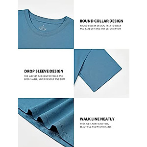 Cosy Pyro 4-Pack Women's Cotton Crop T-Shirts Short Sleeve Solid Cropped Athletic Top Round Neck Casual Workout Yoga Tees Black/White/Gray/Navy M