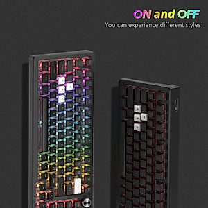 Womier Pudding Keycaps - PBT Shine Through Custom Keycaps Set for 61/68/84/87/82/100 Cherry Gateron MX Switches Mechanical Keyboard, Black Phantom