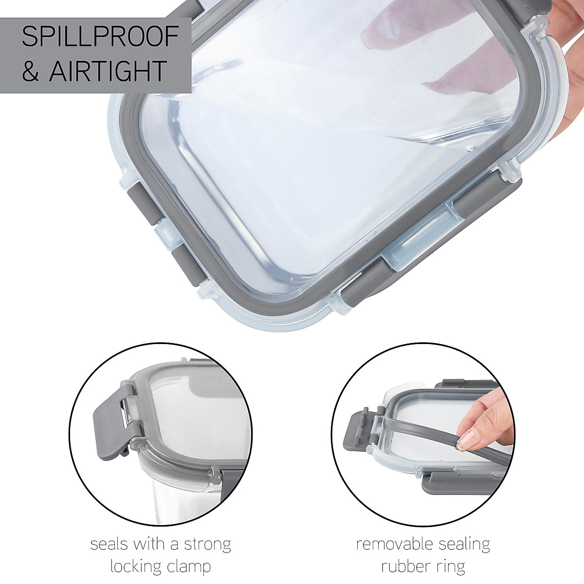 COOK WITH COLOR Premium 32-Pc. Borosilicate Glass Food Container Set with Dividers - 4 Rectangles, 8 Rounds, 4 Squares - Leakproof Lids - Meal Prep, Storage