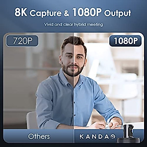 KanDao Meeting 360 Video Conference Room Camera, 8K Captured 1080P HD 360° Meeting Room Camera, 8*Mics & 20W Speaker Automatic Speaker Focus & Smart Zooming All-in-one Plug & Play Conference Webcam