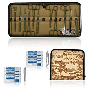 OdontoMed2011 Student Kit- First Aid Kit 24 Pcs Advanced Lab Student Kit for Anatomy & Biology Students Lab Veterinary Botany Stainless Steel Instruments & 11 Bonus Scalpel Handle MLT-01