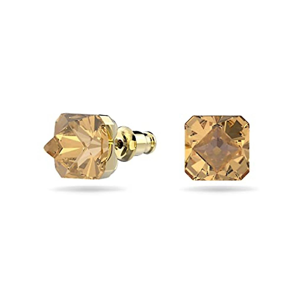 SWAROVKSI Ortyx stud earrings, Pyramid cut crystals, Yellow, Gold-tone Finish
