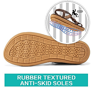 Alicegana Womens Sandals Shoes Comfort Walking with Non Slip on Casual Summer Beach Shoes Dress Ankle Elastic Jeweled Bohemian Flats