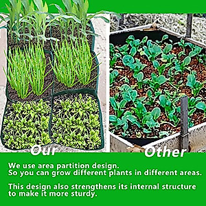 Fabric Raised Garden Bed, Garden Grow Bed Bags with 6 Divided Grids, Square PE Planting Pots with Drainage Holes, Planting Container Grow Bag Planter Pot for Growing Herbs, Flowers and Vegetables