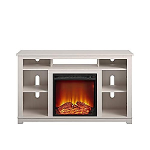 Ameriwood Home Edgewood Fireplace TV Stand for TVs up to 55", Ivory Pine