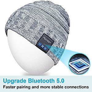 Bluetooth Wireless Beanie Hat,Mydeal Adult Unisex Trendy Soft Warm Slouchy Skully Cap with Headphone Headset Speaker Mic Hands-Free, for Winter Outdoor Sport Skiing Snowboard - Gray