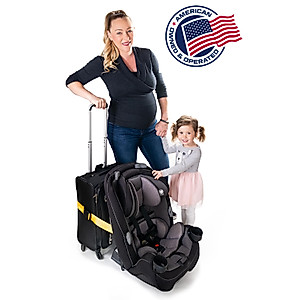 Car Seat Travel Belt | Car Seat Luggage Strap to Convert Your Car Seat and Carry-on Luggage into an Airport Car Seat Carrier | Bright Yellow - Travel Solution