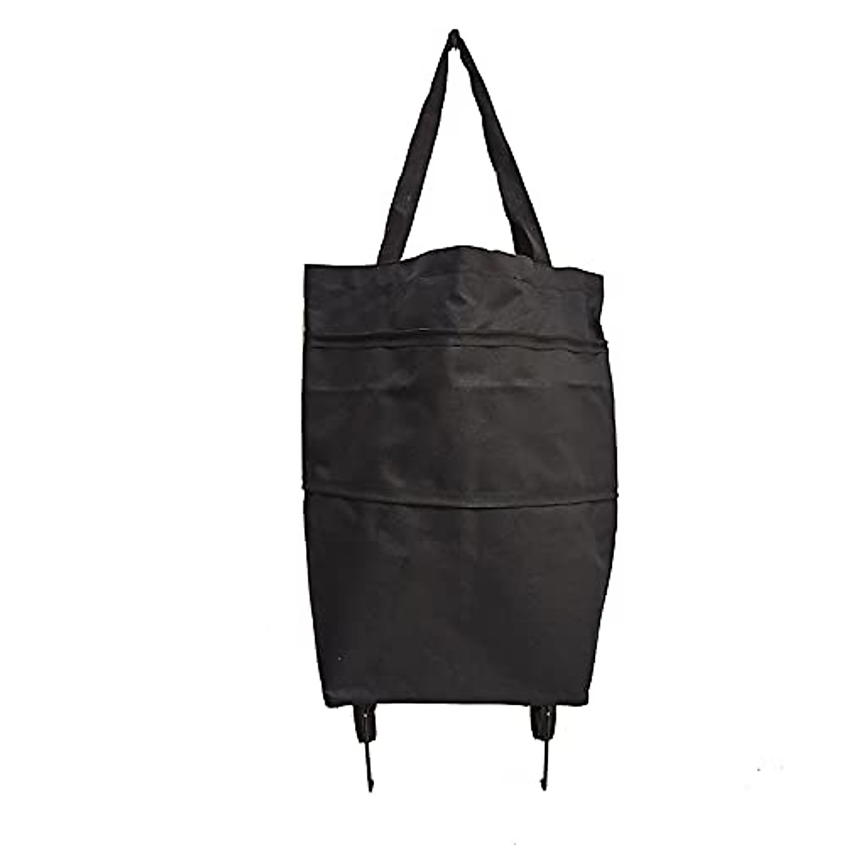 FVIWSJ 2 Wheel Folding Shopping Cart Trolley,Women Ladies Canvas Weekender Bag,Adjustable Handle,Carry-on Tote Duffel in Trolley Handle(Black)