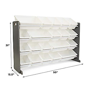 Humble Crew Extra-Large Kid's Toy Organizer, 20 Storage Bins, Universal, Grey/White