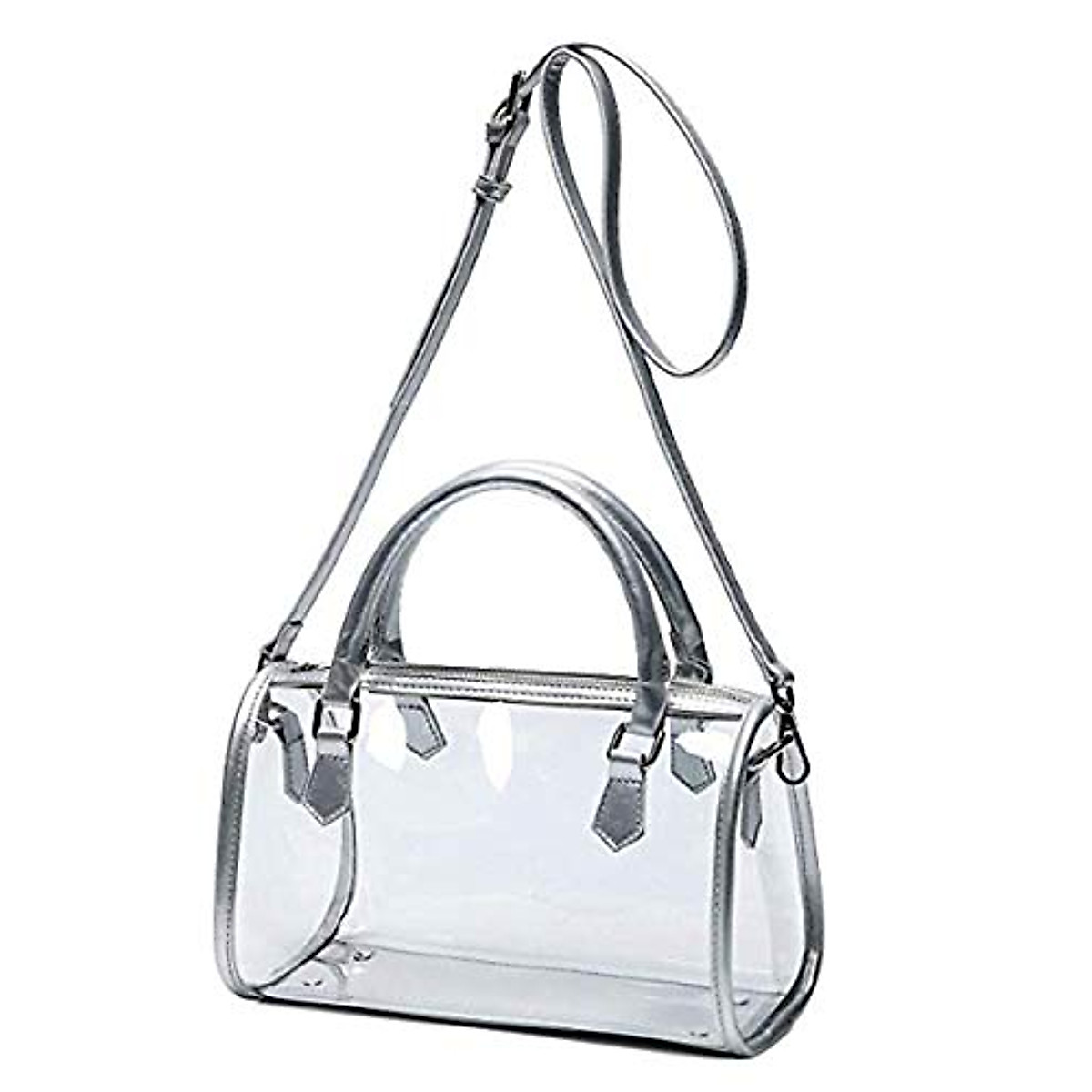 Rullar Women Clear Jelly Purse Transparent Handbag Top Handle Shoulder Bag PVC Purse Totes Satchel Sliver