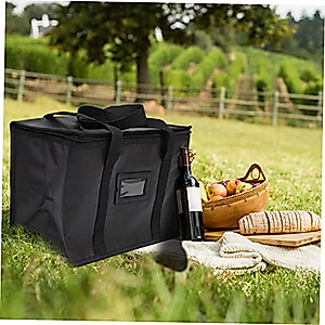 GRIRIW Insulation Bags Large Insulated Food Bag Foldable Shopping Bag Foldable Grocery Bags Restaurant Insulated Bag Foldable Lunch Bag Insulated Food Carrier Bag Cooler Bag Woven Black