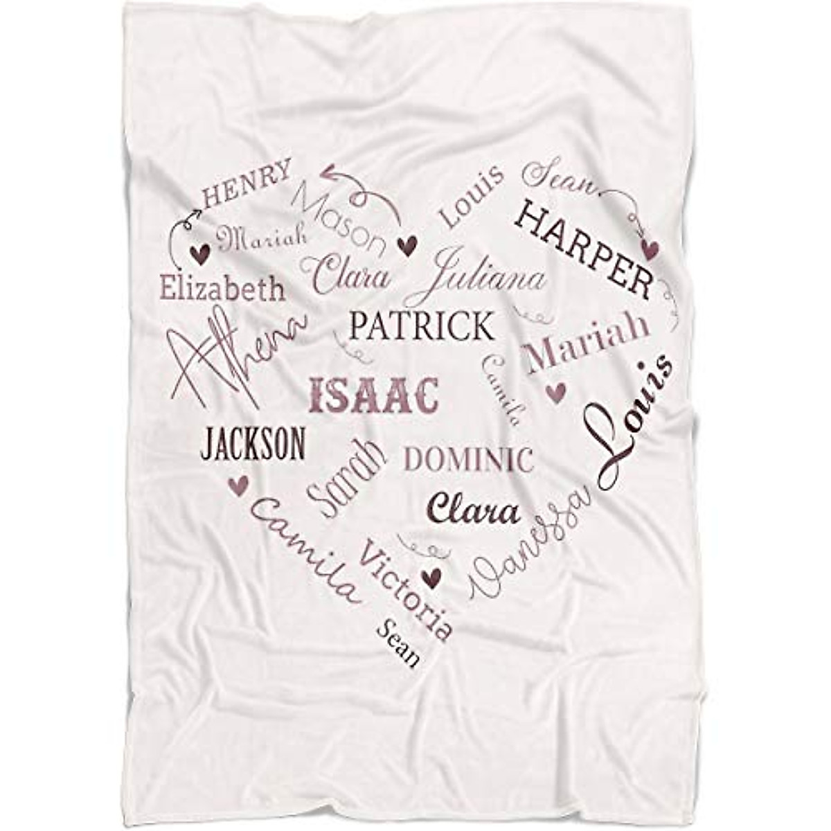 Personalized Name Blankets for Baby, kids and adults, Mom, Grandma. Custom Name Blanket from Your Names. Close to Heart Customized Throw. Gift for Mothers day, Christmas (Rose White, Fleece 50" x 60")