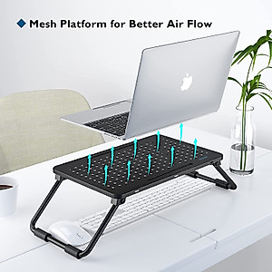 BONTEC 2 Pack Monitor Stand Riser, 4.72" High Monitor Stand for Desk, Computer Monitor Riser Stand with Mesh Platform for Laptop, Computer, iMac, PC up to 33LBS/15KG, Cable Ties Included