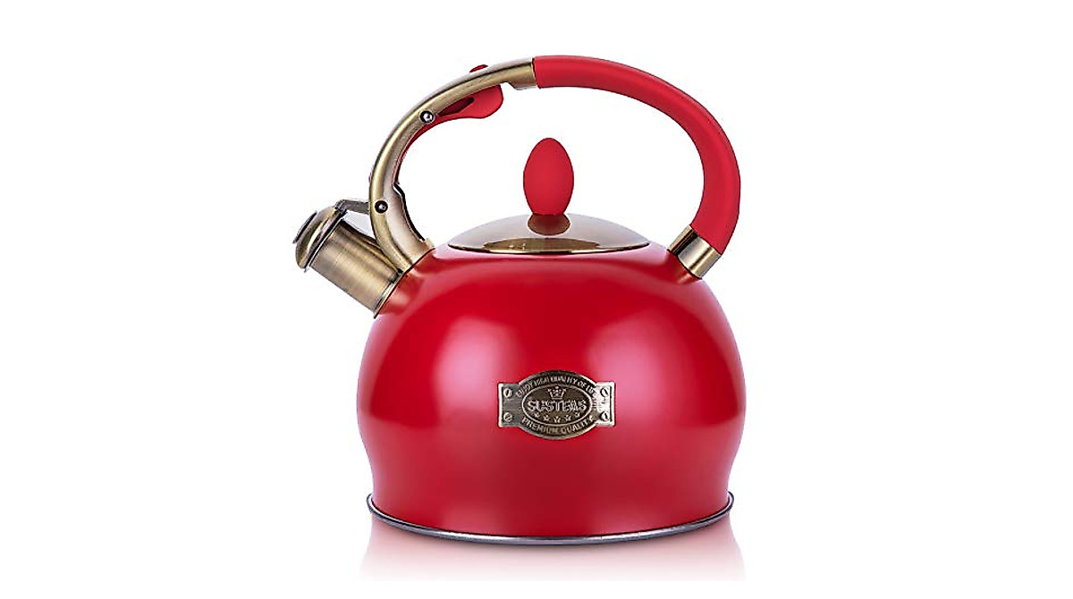 SUSTEAS Whistling Tea Kettle - Fast, Safe, and Durable Steel Teapot