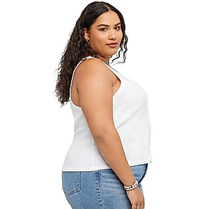 Hanes Originals Racerback Top, Cotton Ribbed Tank, Women's Sleeveless Shirt, Available in Plus, White