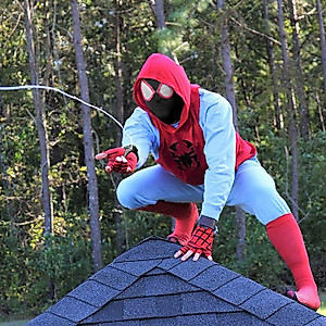 SUIZU Web Shooters, Spider Silk Launcher for Kids - USB Charging, Rope Launcher - Can Grab Small Objects, Super Hero Launcher Gloves Wrist Toy Cosplay Launcher Bracers Accessories (Red)