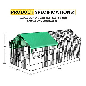 DEStar 71” x 30” Foldable Outdoor Backyard Metal Coop Chicken Cage Enclosure Duck Rabbit Cat Crate Playpen Exercise Pen with Weather Proof Cover