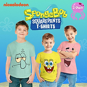 Nickelodeon Spongebob Square Pants Shirts for Boys (3-Pack) KidsGraphic Tshirt for Toddler & Up - 6 Gn/YEL/Pk SS
