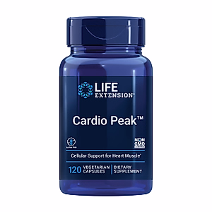 Life Extension Cardio Peak - Hawthorn Extract (Leaf, Flower, Stem) Supplement with Arjuna Extract for Heart Health Support - Twice Daily - Gluten Free, Non-GMO, Vegetarian - 120 Capsules