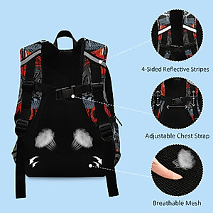 Glaphy Monster Truck Red Backpack for Kids, Boys and Girls, Toddler Backpack for Daycare Travel School, Preschool Bookbag with Chest Strap