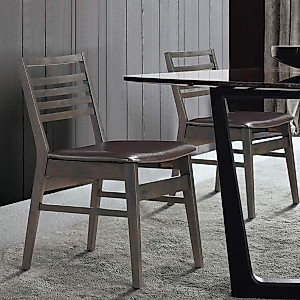 COSTWAY Dining Chairs, PU Leather Upholstered with Foot Pads, Ergonomic Armless Leisure Chair, Rubber Wood Frame Wear-Resistant Cover for Home Office (Set of 2, Brown)