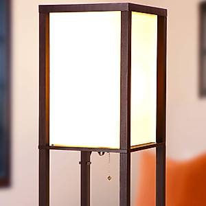 Brightech Maxwell – Modern Shelf Floor Lamp with USB Ports, Wireless Charging & Outlet – Versatile Corner Display and Lamp with Shelves, Storage Solution for Living Room, Office, Bedroom