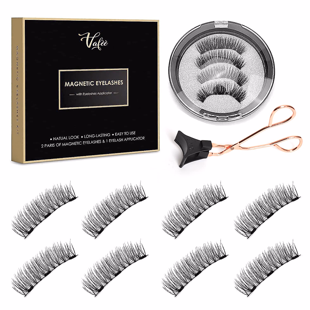 Dual Magnetic Eyelashes, Magnetic Eyelashes without Eyeliner or Glue, Light weight & Easy to Wear, Best 3D Reusable Eyelashes with Applicator (WITHOUT EYELINER)