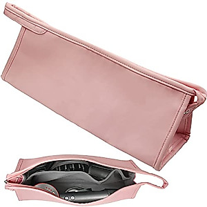 Hair Dryer Case for Dyson/Shark Flexstyle, Portable Hair Dryer Travel Case Leather Carrying Case, Hair Dryer Travel Bag Anti-Scratch Shockproof Protection Storage Bag for Dyson Accessories(Pink)