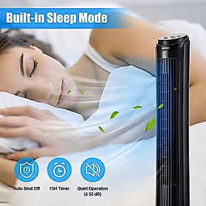 COSTWAY Tower Fan with Remote Control, 40-Inch Portable Household Fan with 80 Degrees Oscillation, 4 Speeds, 3 Modes, 15H Timer, Small Quiet Fan with Sleep Mode for Home Office, Black