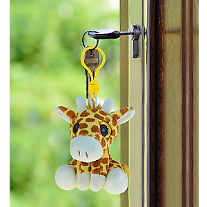 Puzzled DolliBu Big Eye Giraffe Plush Keychain - Stuffed Giraffe Keychain, Fluffy Plush Keychains for Backpack, Purse, Wallet, or Bag, Cute Zoo Party favors Keychain Charm for Kids and Adults - 6 Inch