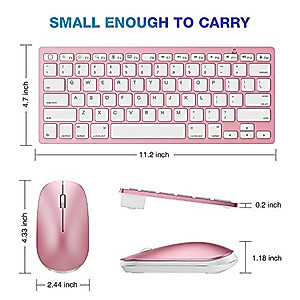 Bluetooth Keyboard and Mouse for Mac, OMOTON Ultra-Slim Keyboard and Mouse Combo, Wireless Keyboard and Mouse for MacOS, MacBook Pro/Air, iMac, Mac Mini, Laptop and PC (Rose Gold)