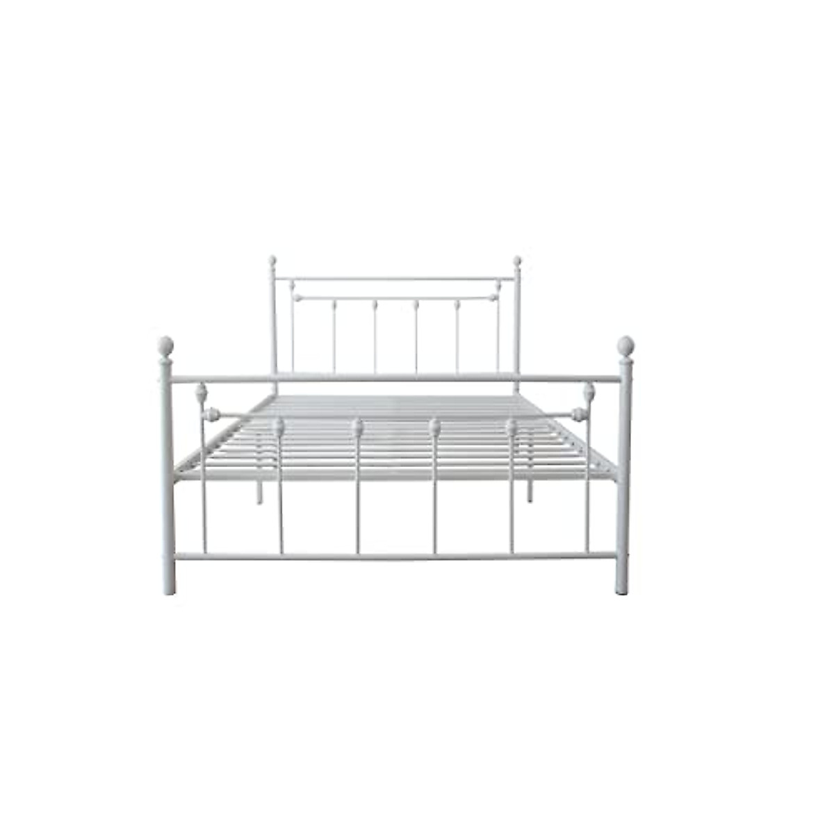 Anwickmak Twin Size Metal Bed Frame with Headboard and Footboard/No Box Spring Needed Mattress Foundation (White)