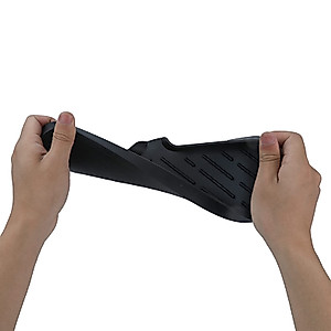 MicoYang Silicone Bathroom Soap Dishes with Drain Spout-Bathroom and Kitchen Sink Organizer,Sponge Holder,Dish Soap Tray,Perfect for Dispenser,Scrubber,Bottle,Cup on Sink or Counter-Black 12"×4"