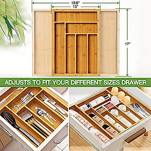 Bamboo Knife Block Holds Organizer in-Drawer Knife Insert Holder, Large Handle Steak Knife Holder Without Knives Storage