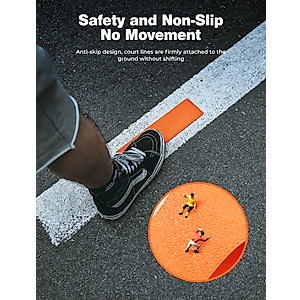 DEERFAMY 24 Pcs Pickleball Court Markers Kit, Temporary Pickleball Lines Throw Down Markers for Outdoor Indoor Tennis Badminton, Orange and Yellow