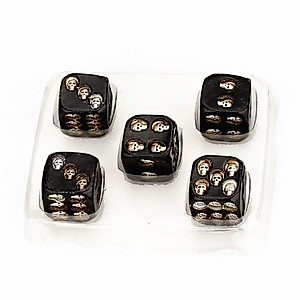 5pcs/Set Black Mini Skull Dice Six Sided Resin Skull Dice for Party Playing Drinking Death Table Game Party Halloween Festival Bar Game Toy Tool (Silver)