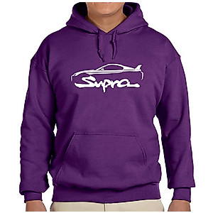 Toyo Supra Sports Car Classic Outline Design Hoodie Fleece Sweatshirt medium purple