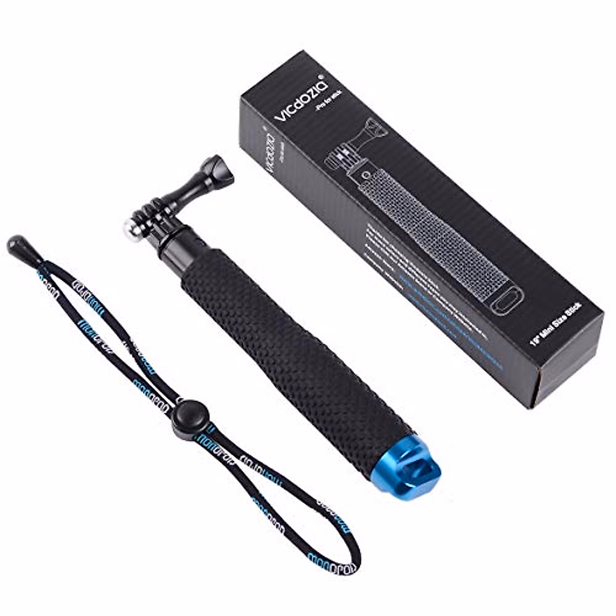 Vicdozia 19'' Extension Selfie Stick, Portable Hand Grip Waterproof Handheld Monopod Adjustable Pole Compatible with GoPro Hero(2018) Hero 10 9 8 7 6 5 4 3 AKASO SJCAM DJI OSMO and More Sports Cameras