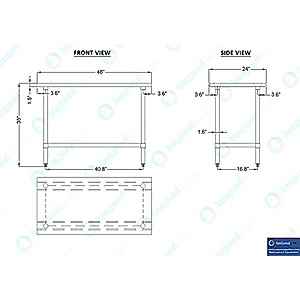 AmGood Stainless Steel Work Table with Undershelf | Kitchen Island Food Prep | Laundry Garage Utility Bench | NSF Certified (48" Long x 24" Deep)