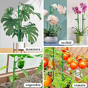 Plant Stakes 17inch &11inch,SupKing Adjustable Length Plant Support Stake 16Pcs Orchid Stick with Clips for Indoor Outdoor,Garden Pole for Potted Tomato Rose Amaryllis Vegetables Comes with 20 Ties