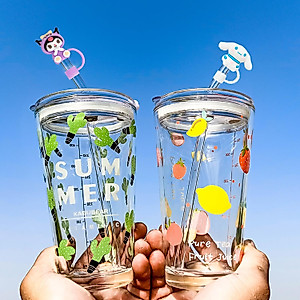 Stanley Cup Accessories Set Including 2 Pcs Silicone Spill-Proof Stoppers 1Pcs Decorsnap 7 Pcs Cup Decorations and 3 Pcs Straw Cover for 10MM Straws Compatible with Stanley 40oz Tumbler (Devil)