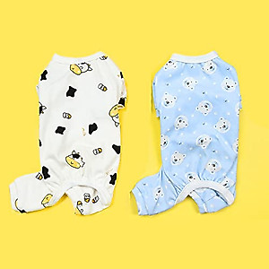 2 Pieces Dog Pajamas Cute Printed for Cotton Puppy Clothes Holiday Festival Party Dogs Costumes Doggie Shirts Cat Outfits Dog Sweatshirt for Small Dogs Cats Boy Girl Clothes