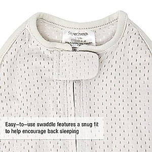 Woombie Super Stretch True Air Summer Baby Swaddling Blanket – Soothing, Vented Cotton Swaddle – Wearable Baby Blanket, Cool Gray, 5-13LBS