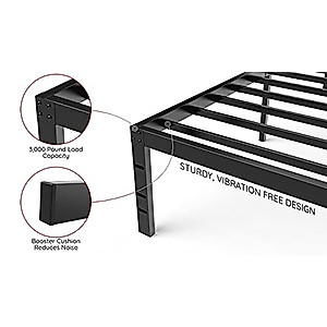 Koi Housewares 18 Inch Steel Bed Frame, Reinforced Platform, 3000 Pounds, Heavy Duty, Easy Assembly, Steel Slats, Under The Bed Storage, California King
