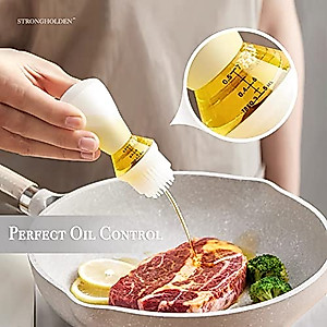 Glass Oil Dispenser Bottle for Kitchen with Brush, Oil Dispenser with Brush - Create Your Fine Cuisine - Cooking Oil Dispenser, White