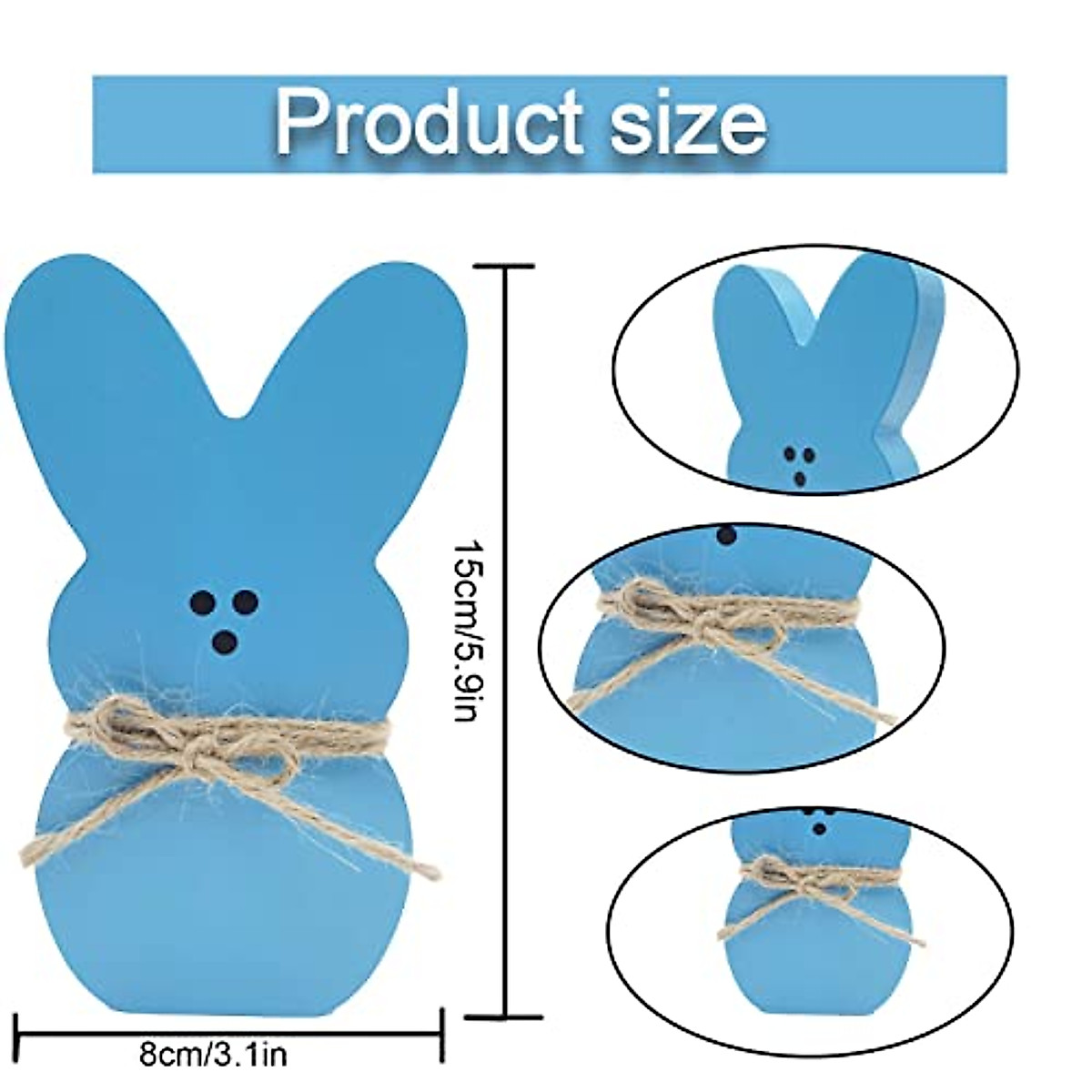 LEIYUDAZI 3pcs Easter Wooden Sign Easter Bunny Table with Ropes Easter Decorations Spring Decorations for Home Spring Decorations for Parties Restaurants Office Home Farmhouse Gifts（Pink Blue Yellow）